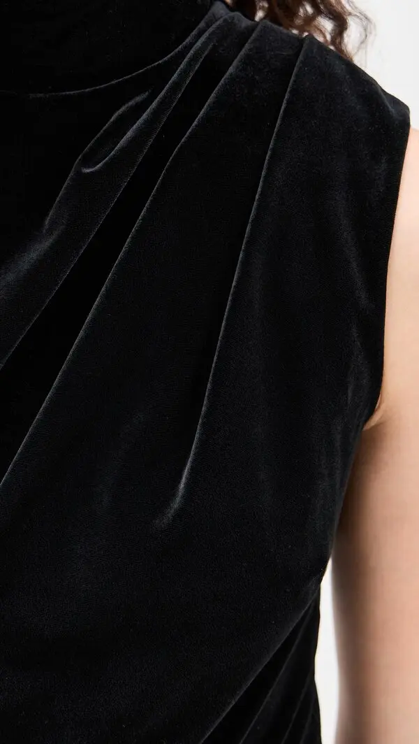 Shoshanna Audrey Velvet Mock Neck Sleeveless Dress