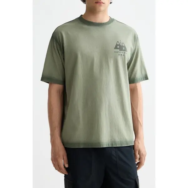 Scotch & Soda Loose Fit Garment Dyed Cotton Graphic T-shirt