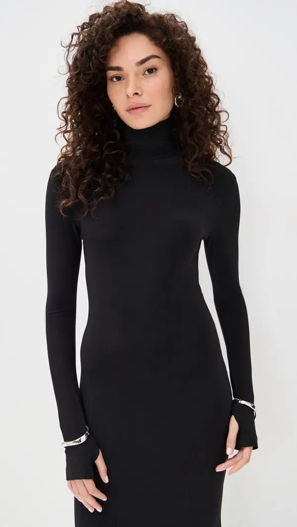 Norma Kamali Long Sleeve Turtle Fishtail Gown - Black
