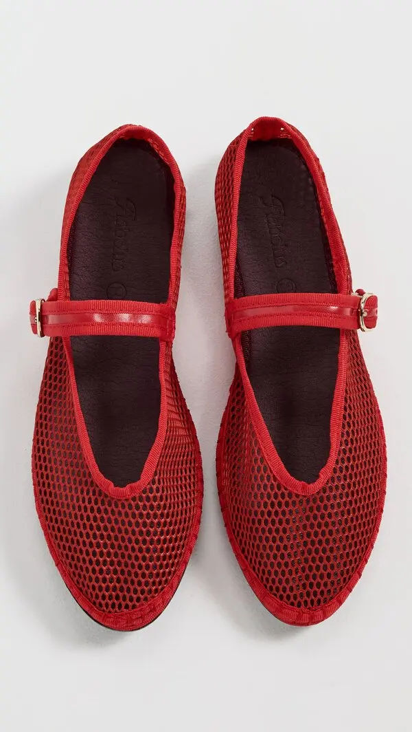 FLABELUS Isabella Mesh Mary Jane Flats - Red