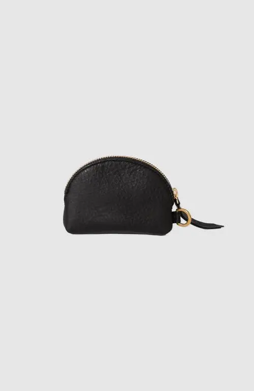 TAH Half Moon Leather Coin Pouch - Black