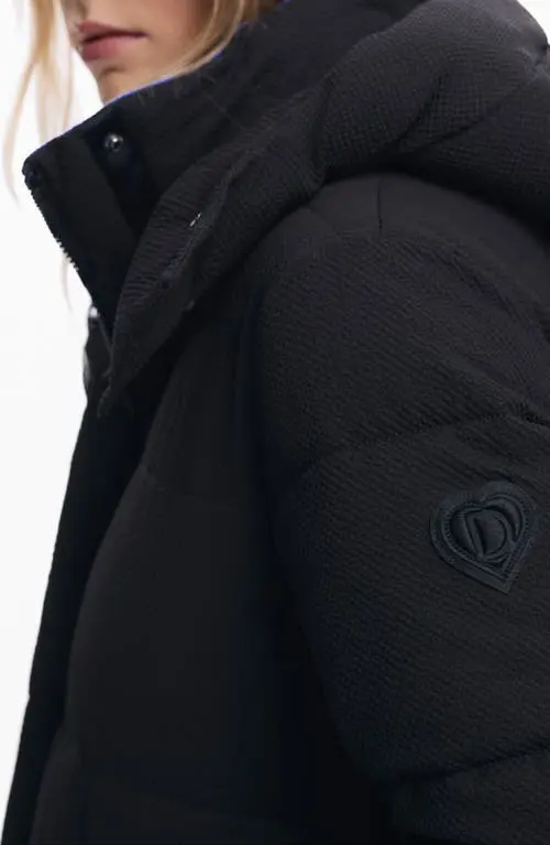 Desigual Quilted Longline Puffer Coat With Removable Hood