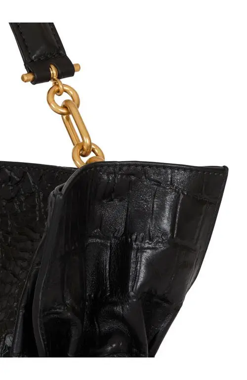 Balmain Medium Anthem Bag In Embossed Crocodile-print Calfskin - Black