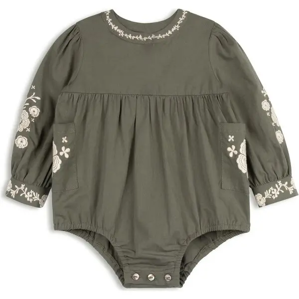 ELY'S & CO. Looms Floral Embroidered Collectionromper - Olive