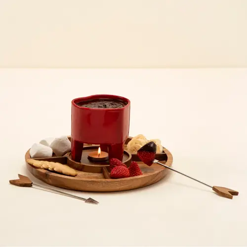 UNCOMMON GOODS Date Night Fondue Set - Red