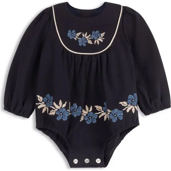 ELY'S & CO. Loom Stitch Embroidered Wool Romper