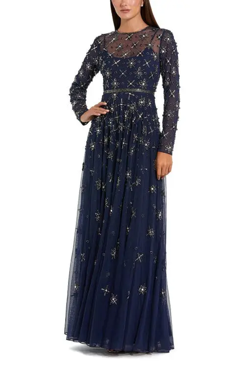 Mac Duggal Crystal Embellished Evening Gown