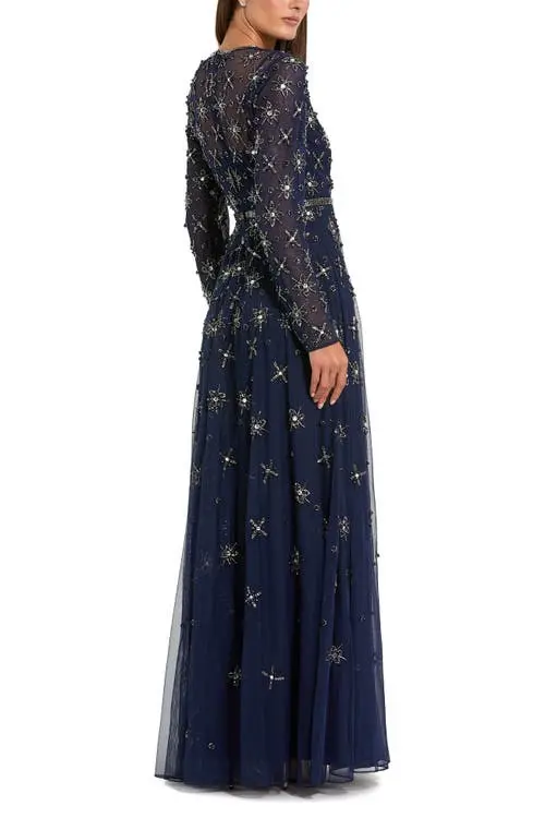Mac Duggal Crystal Embellished Evening Gown