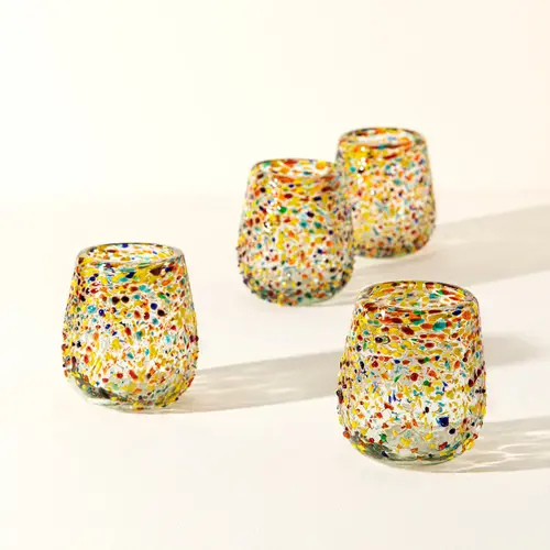 UNCOMMON GOODS Fiesta Mexican Wine Glasses - Confetti Multi-color
