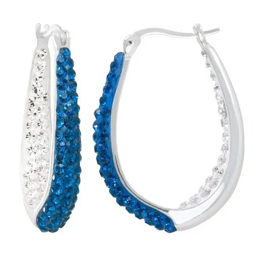 CRYSTALOGY Crystal Inside Out Oval Hoop Earrings - Blue