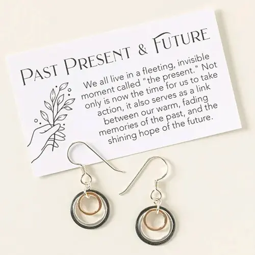 UNCOMMON GOODS Past Present Future Earrings - Silver/black/gold