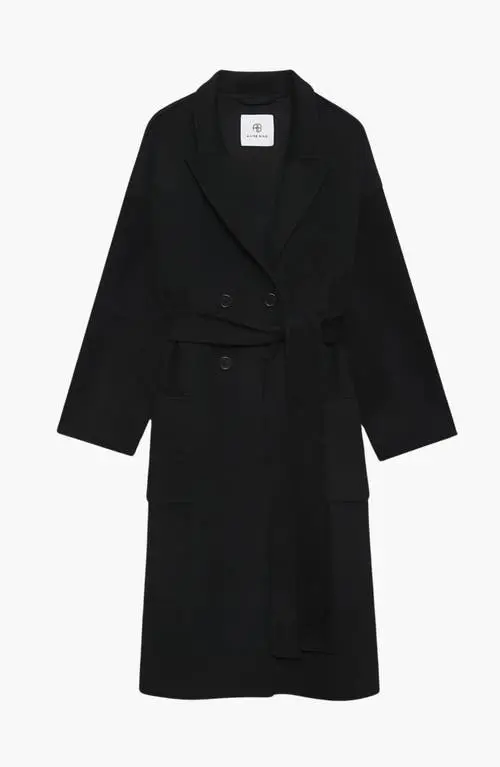 ANINE BING Dylan Double-breasted Wool-cashmere Coat - Black