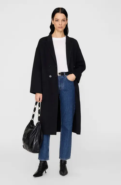 ANINE BING Dylan Double-breasted Wool-cashmere Coat - Black