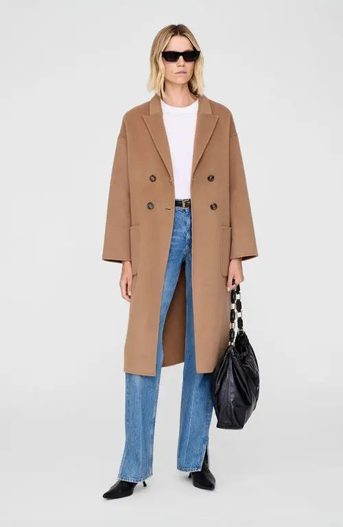 ANINE BING Dylan Double-breasted Wool-cashmere Coat - Camel