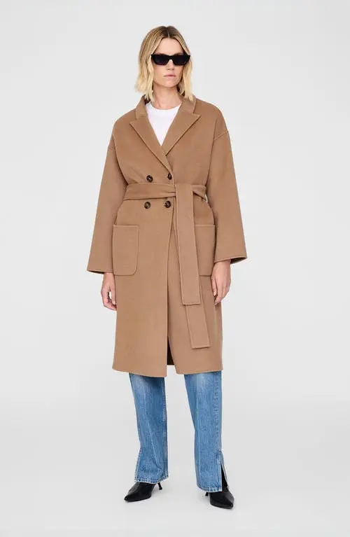 ANINE BING Dylan Double-breasted Wool-cashmere Coat - Camel