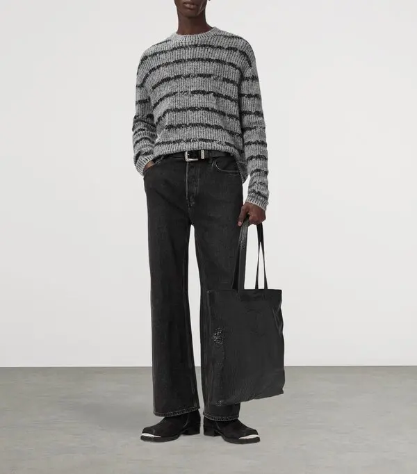 ALLSAINTS Stripe Dissolved Sweater - Grey