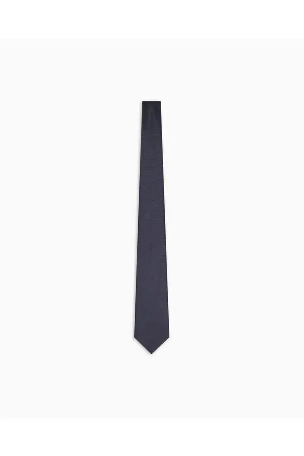 Emporio Armani Ottoman-effect Woven Tie - Navy