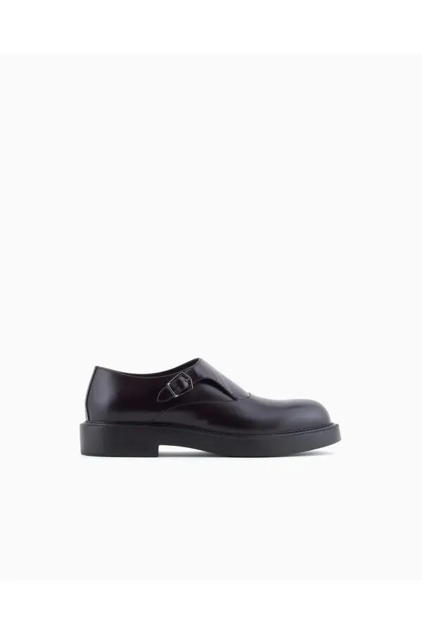Emporio Armani Brushed Leather Monkstraps - Natural