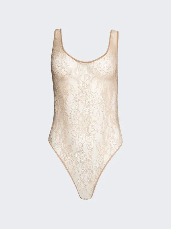 Wardrobe.NYC Lace Tank Bodysuit - Khaki