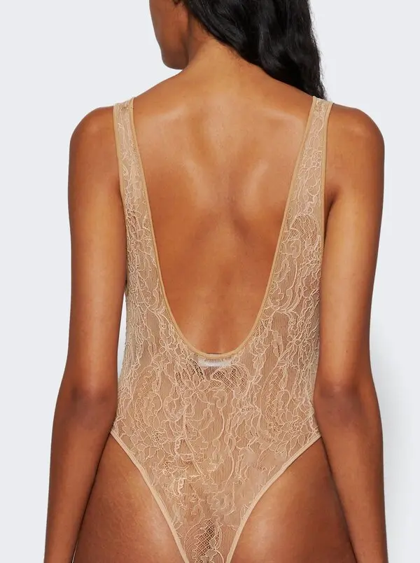 Wardrobe.NYC Lace Tank Bodysuit - Khaki