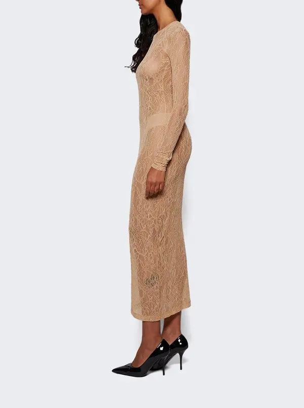 Wardrobe.NYC Lace Long Sleeve Maxi Dress - Khaki