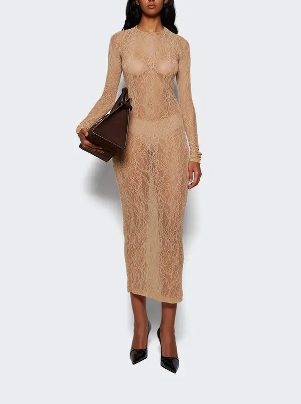 Wardrobe.NYC Lace Long Sleeve Maxi Dress - Khaki