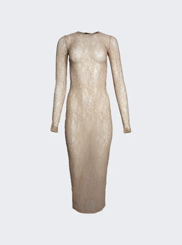 Wardrobe.NYC Lace Long Sleeve Maxi Dress - Khaki
