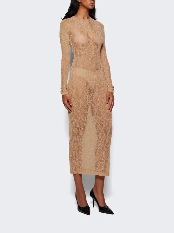 Wardrobe.NYC Lace Long Sleeve Maxi Dress - Khaki