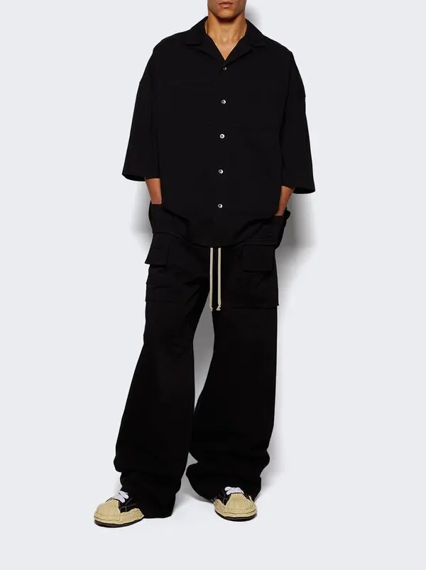 Rick Owens Cretch Wide Cargo Drawstring Pants - Black