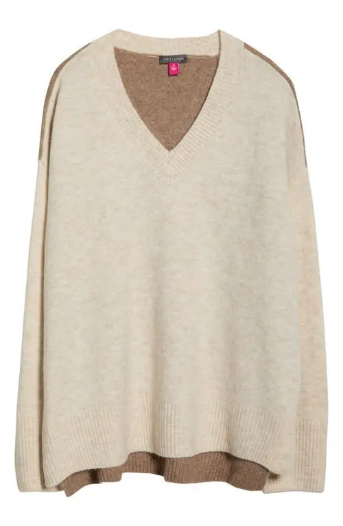 Vince Camuto Colorblocked V-neck Sweater - Malted