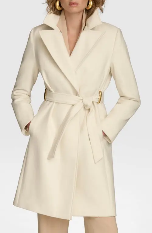 Donna Karan New York Belted Wool-blend Coat - Ivory