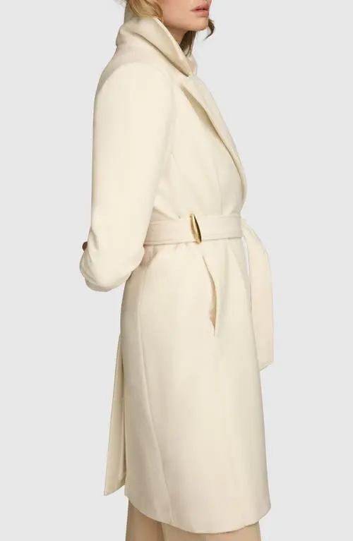 Donna Karan New York Belted Wool-blend Coat - Ivory