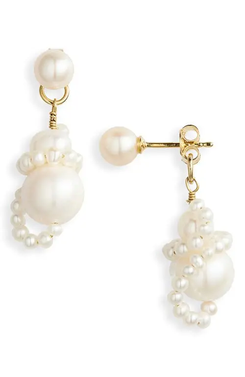 Completedworks Pearl Drop Earrings - 18ct Gold Plated