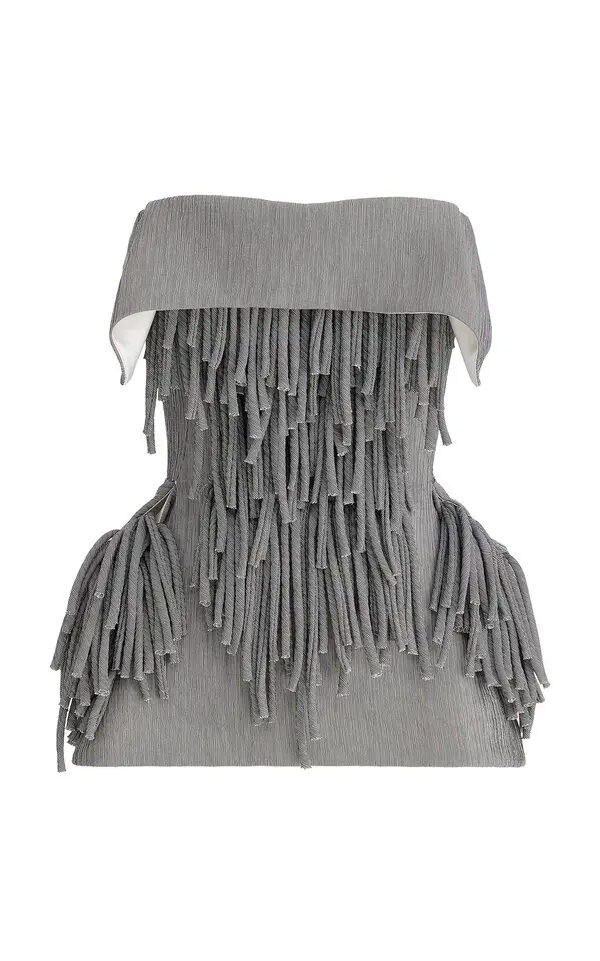 Maticevski Utility Fringed Strapless Peplum Top - Grey