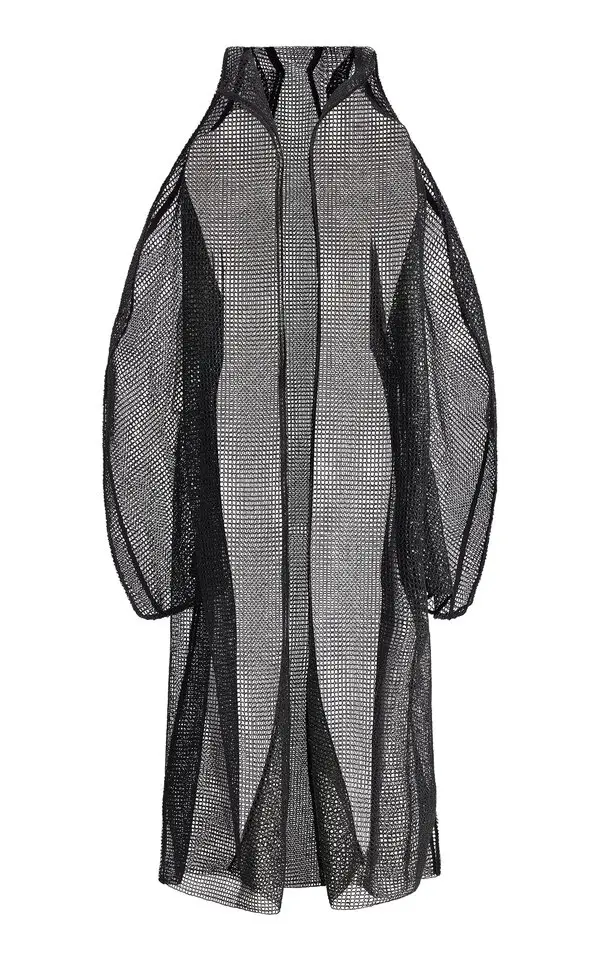 Maticevski Openwork Linen-silk Blend Veiled Cape - Black