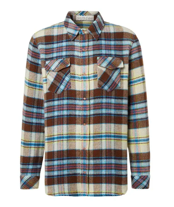 GOD'S TRUE CASHMERE Plaid Cashmere Shirt With Sunstone
