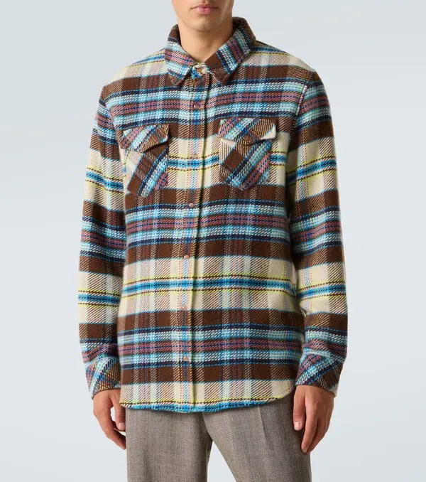 GOD'S TRUE CASHMERE Plaid Cashmere Shirt With Sunstone