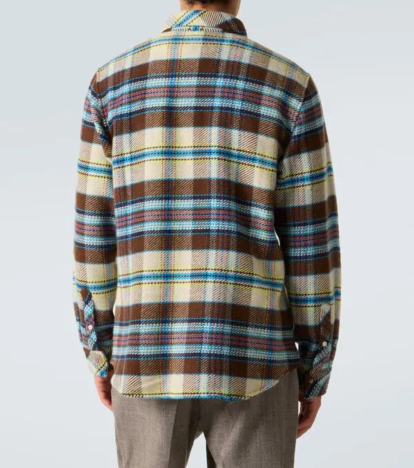 GOD'S TRUE CASHMERE Plaid Cashmere Shirt With Sunstone