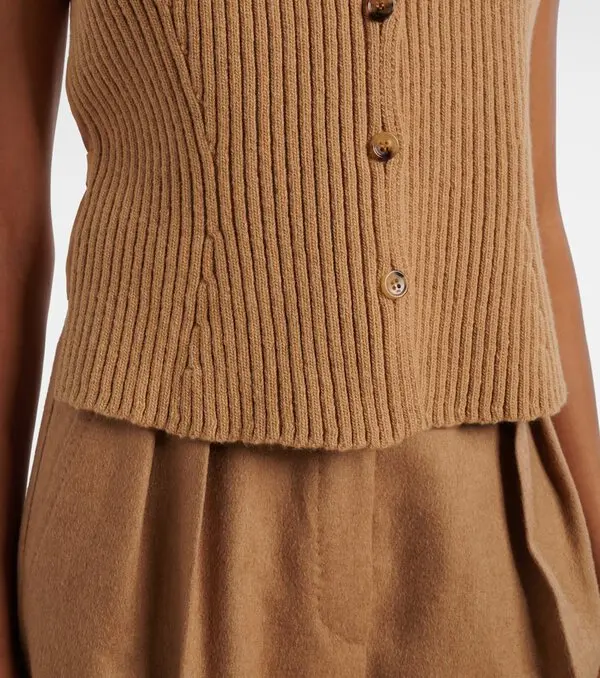 Max Mara Madre Paneled Wool-blend And Satin Vest - Beige
