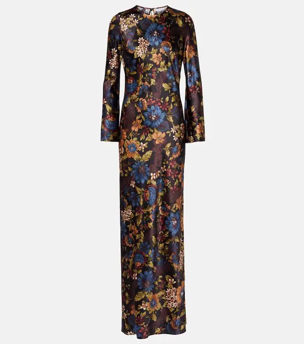 Veronica Beard Gemma Floral Silk-blend Maxi Dress - Black