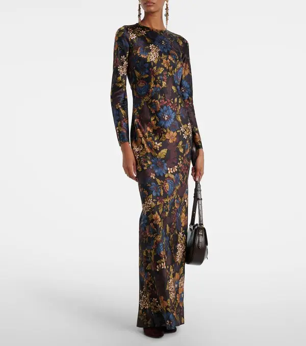 Veronica Beard Gemma Floral Silk-blend Maxi Dress - Black