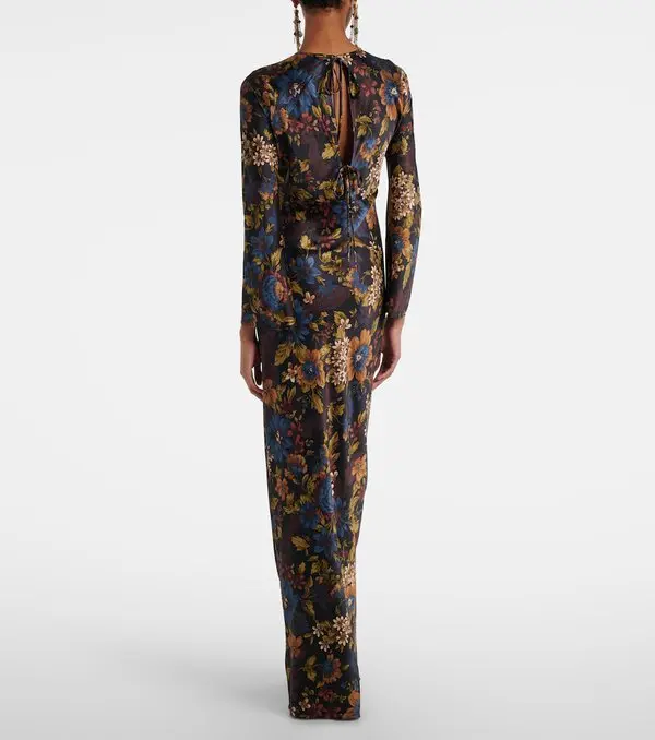 Veronica Beard Gemma Floral Silk-blend Maxi Dress - Black