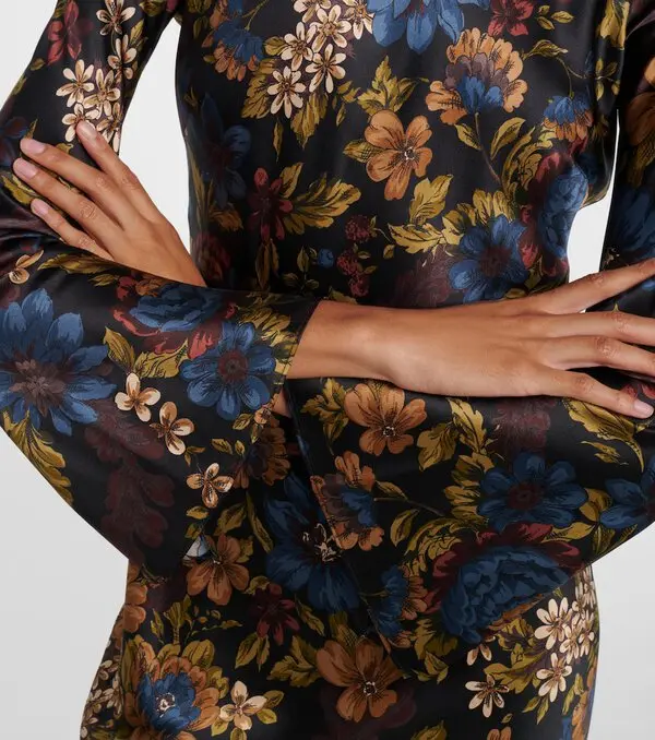 Veronica Beard Gemma Floral Silk-blend Maxi Dress - Black