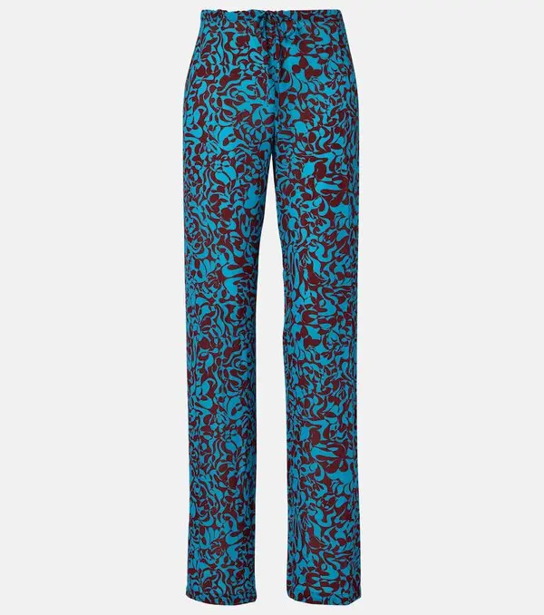 Dries Van Noten Printed Wide-leg Pants - Blue