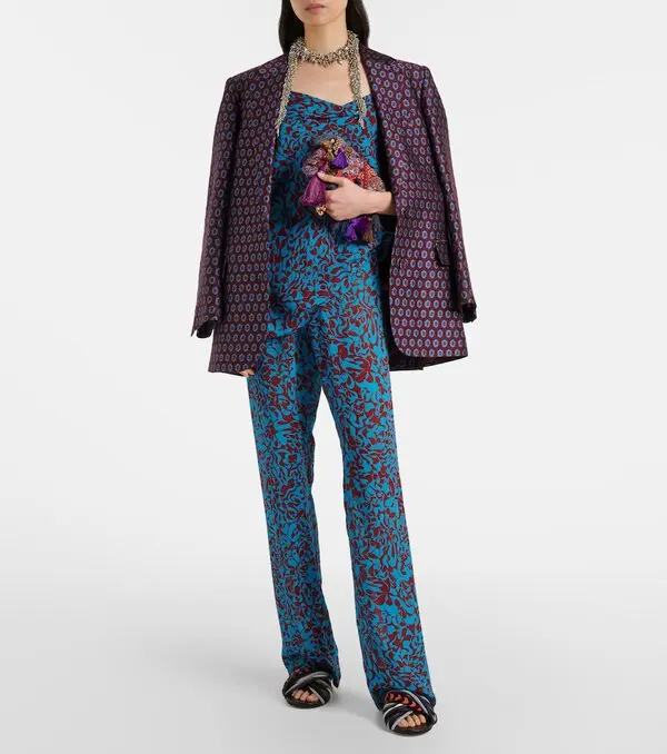 Dries Van Noten Printed Wide-leg Pants - Blue