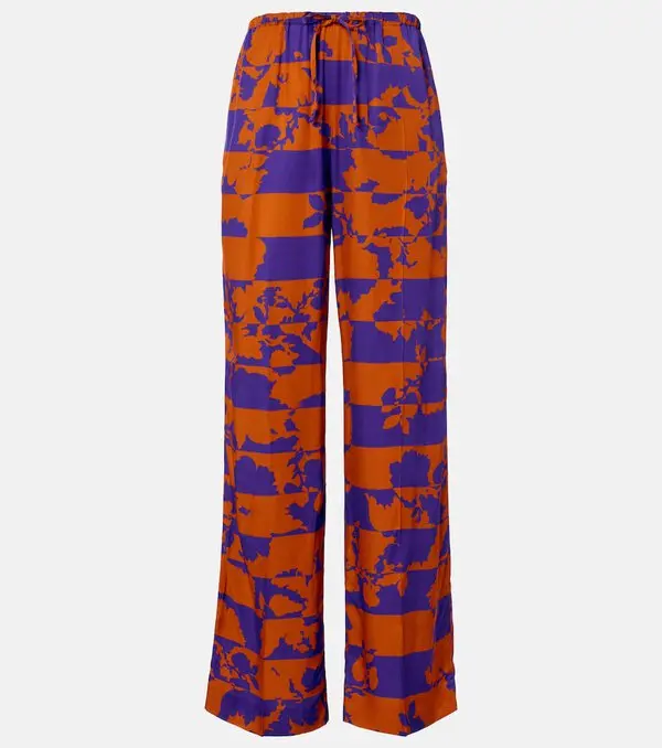 Dries Van Noten Printed Wide-leg Pants - Orange