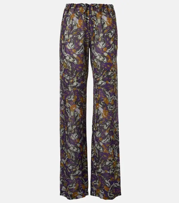 Dries Van Noten Printed Wide-leg Pants - Purple