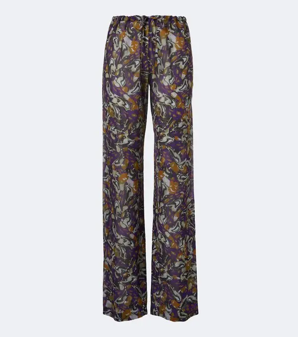Dries Van Noten Printed Wide-leg Pants - Purple