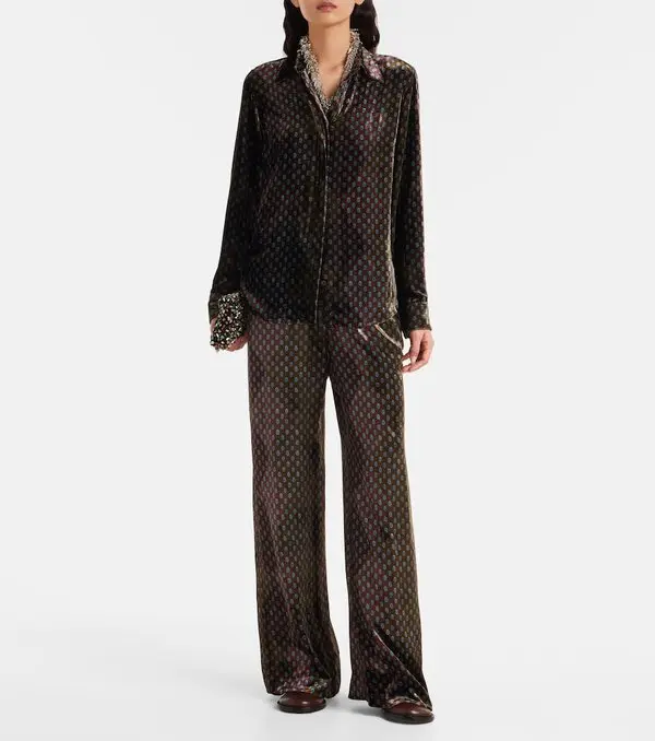Dries Van Noten Printed Wide-leg Satin Pants