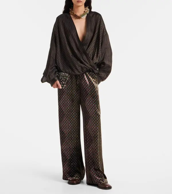 Dries Van Noten Printed Wide-leg Satin Pants - Multicoloured